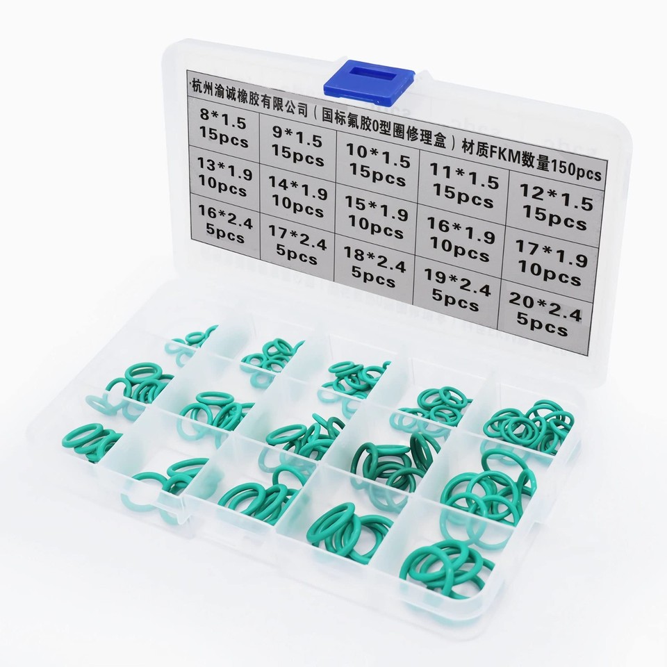 150 PCS FKM O-Ring Assortment Kit - 15 Sizes Fluorine Rubber Seal Rings ...