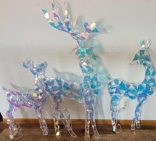 Kringle Express S/3 Lit Outdoor Flat-tastic Iridescent Deer Family | eBay