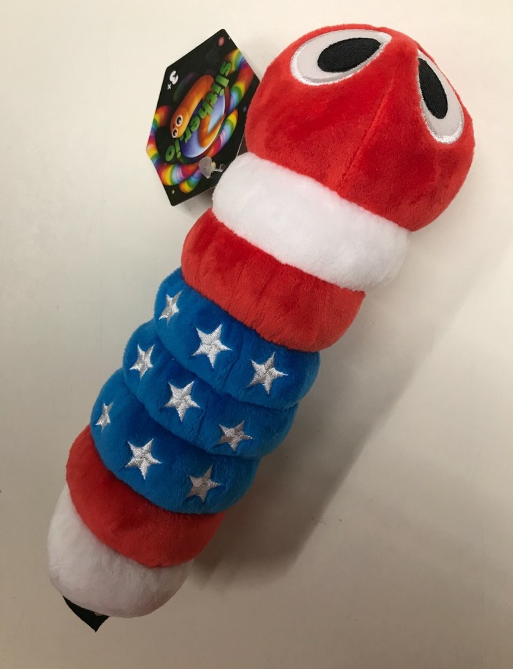 Slither.io 8" Plush Worm Stuffed Animal Patriotic Red White Blue Stars ...