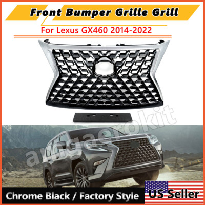 Front Upper Grille Chrome Black New Style For 2014-2022 Lexus GX460 ...