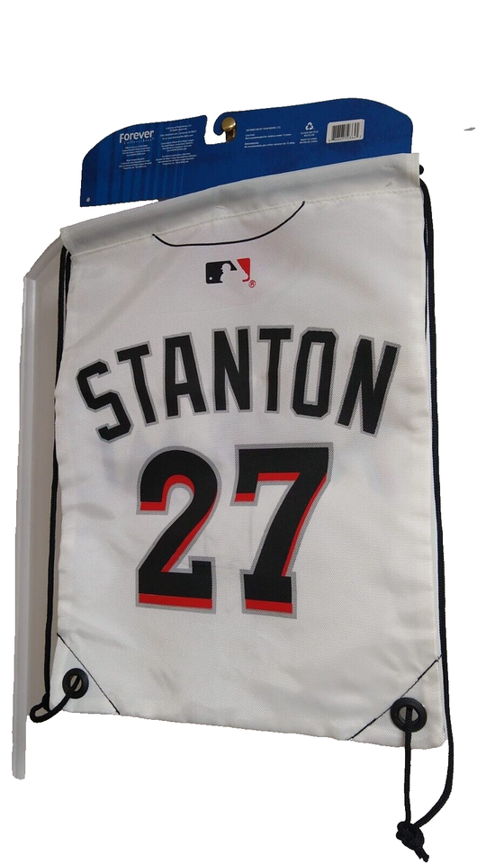 MLB MIAMI STANTON MARLINS 27 DRAWSTRING BACKPACK LAUNDRY BAG CAMP BEACH ...