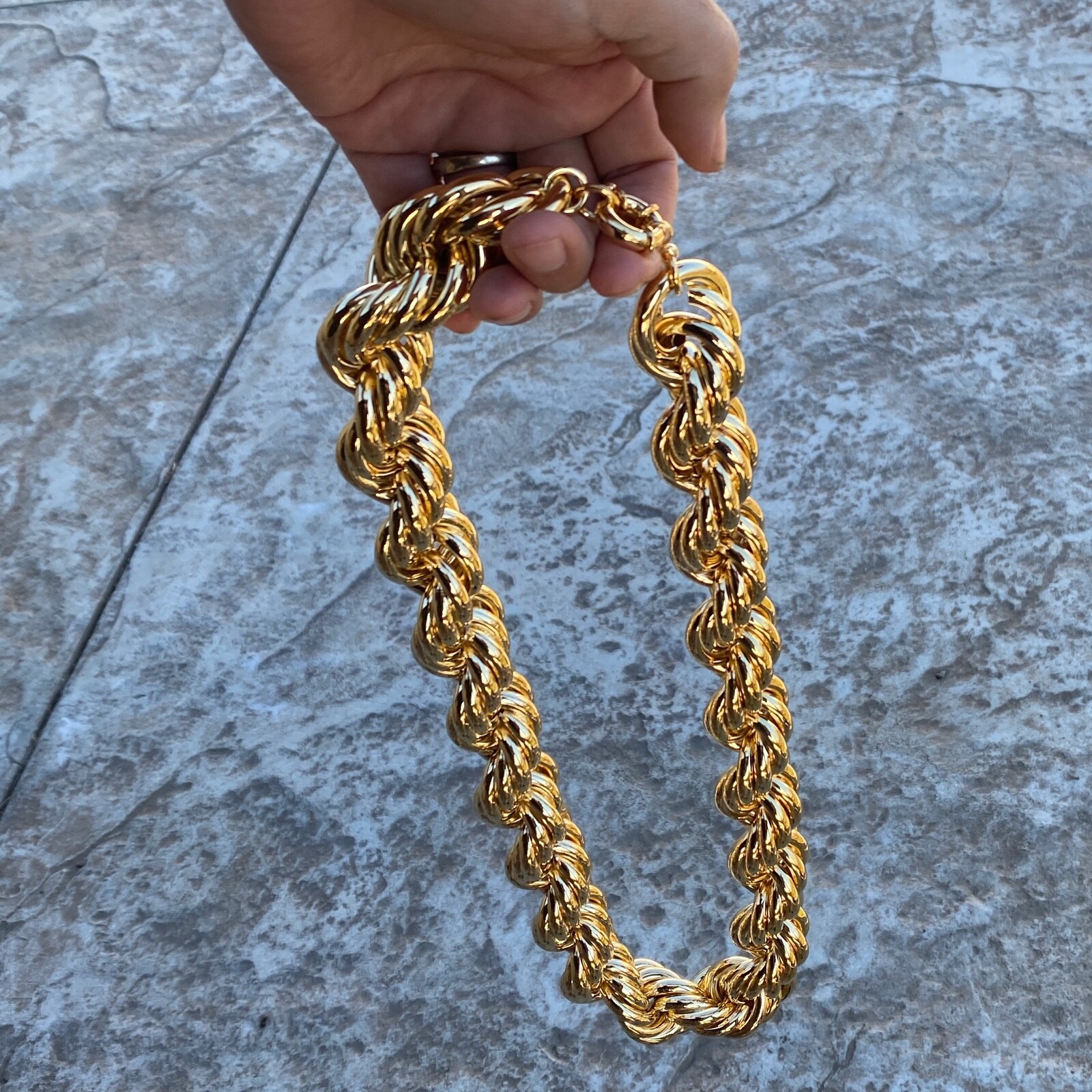 Mens 14k Gold Plated Huge Rope Hip Hop Chain 30MM x 30" Hollow Dookie ...