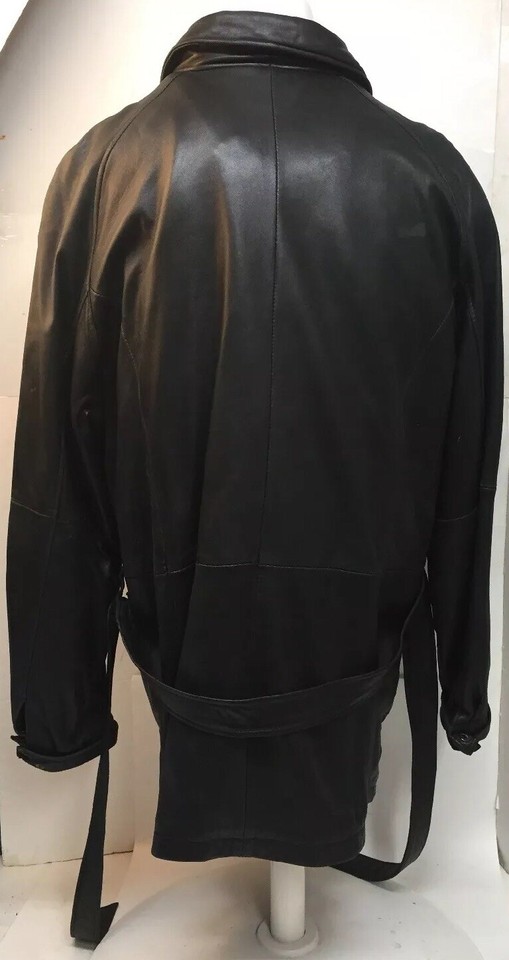 Albert Duke Mens Leather Zippered Jacket -Large- Black Super Soft, Zip ...