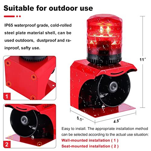Industrial Sound and Light Alarm Emergency Warning Light Outdoor DC 12V ...
