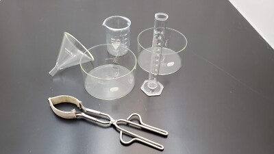 Lot of Pyrex Kimax VWR Borosilicate Glass Cylinder, Beaker, Funnel ...