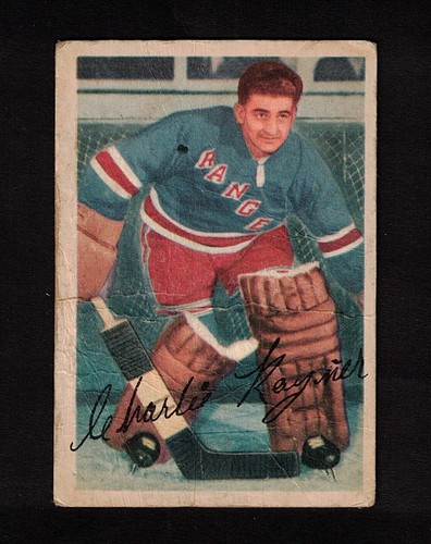 1953-54 CHUCK RAYNER #59 Parkhurst Rangers HALL OF FAME Star GOALIE ...