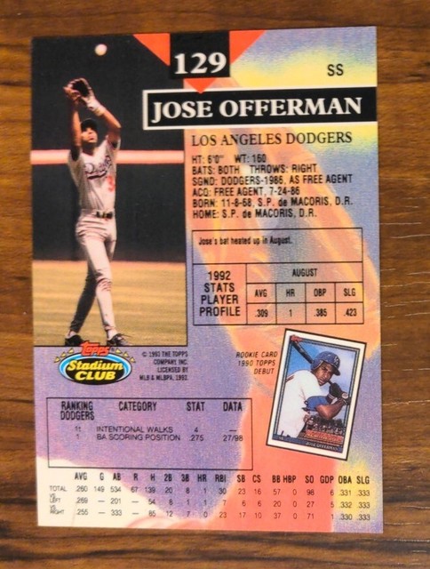 1993 Topps Stadium Club - #129 Jose Offerman for sale online | eBay