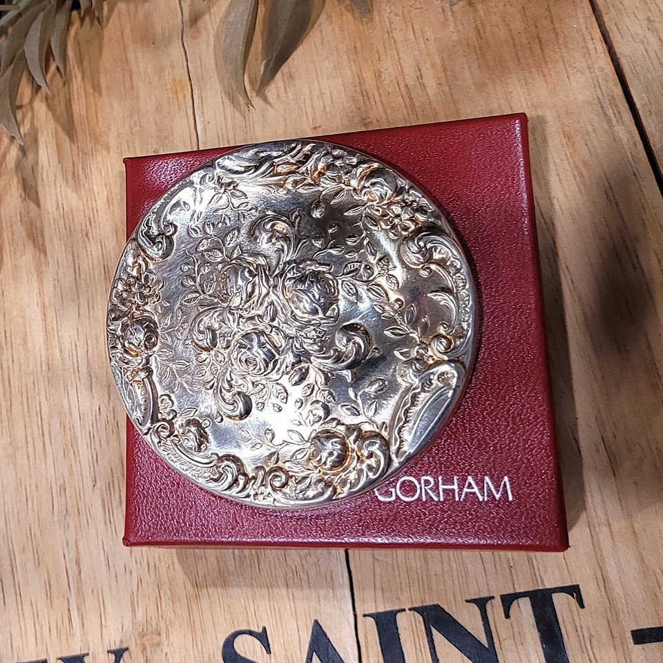 Vintage Gorham Sterling Silver Compact Mirror Repousse Floral Design | eBay