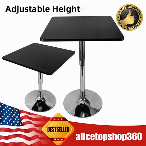 Bar Dining Table Rotary Square Pub Table Height Adjustable 360 Degree ...