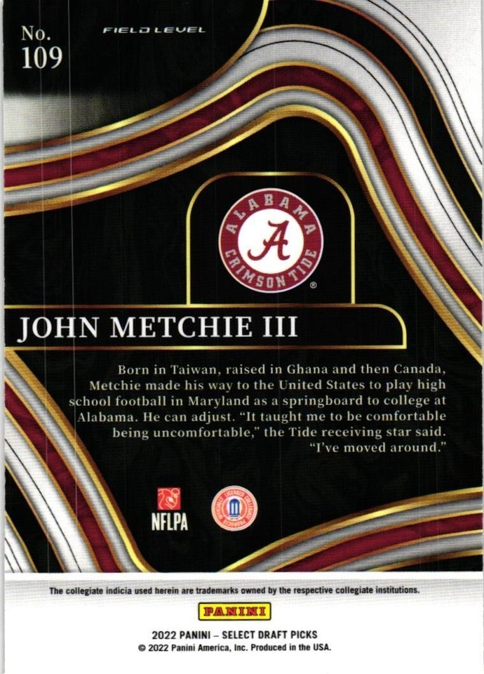 2022 PANINI SELECT DRAFT PICKS JOHN METCHIE III RC ROOKIE $0.99 VALUE ...