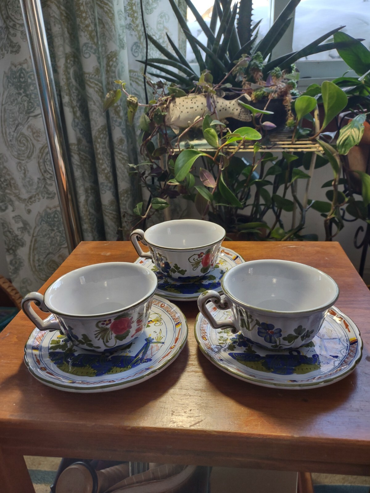 Set of 3 Brolli & Toniolo Hand Painted Italian Pottery - Cup and Saucer ...
