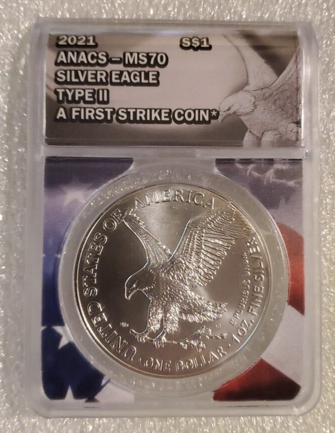 2021 FIRST TYPE-2 ANACS MS70 FS SILVER EAGLE S$1 EAGLE FLAG CORE ...