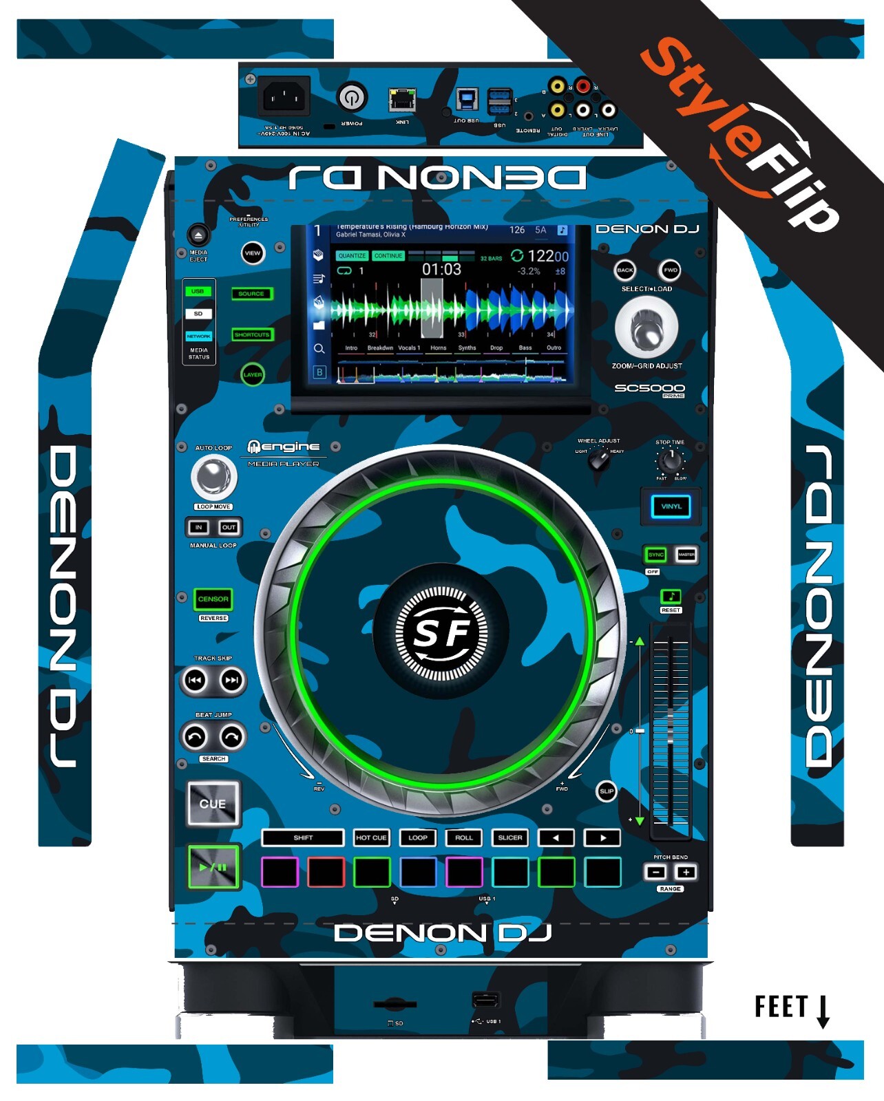 Denon DJ SC5000/5000M Prime Skin | Blue Camo | Protective Decal ...