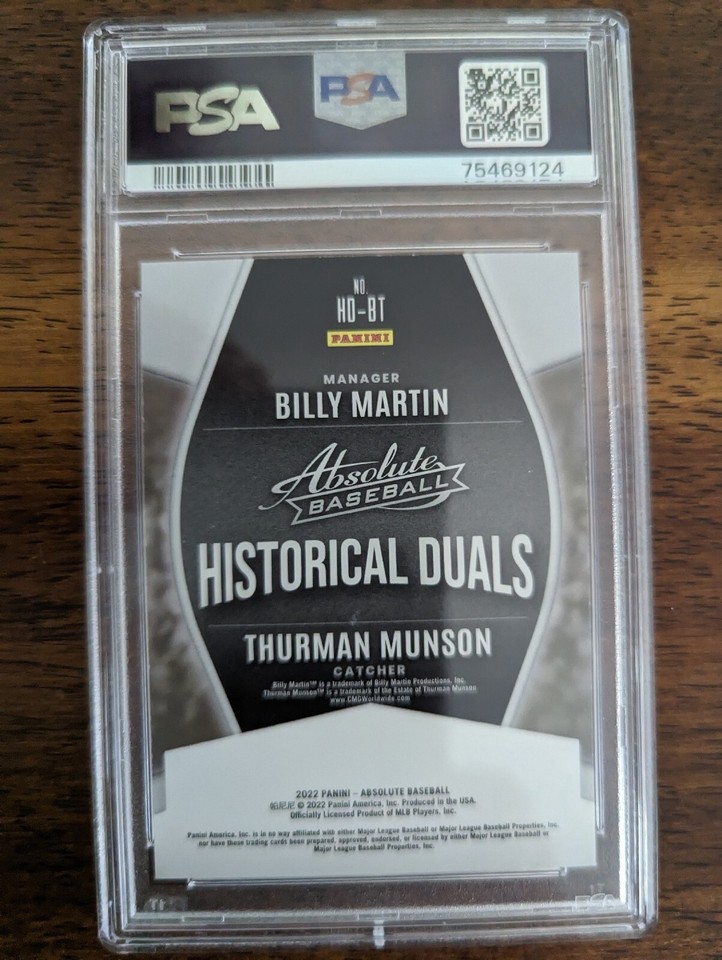 2022 Panini Absolute Historical Duals Green HD-BT Billy Martin Thurman ...