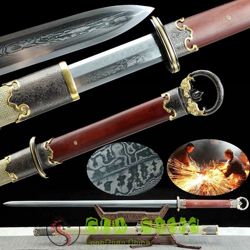 GLW Sword Chinese KungFu Sword Full Tang Sword Damascus Folded Steel ...