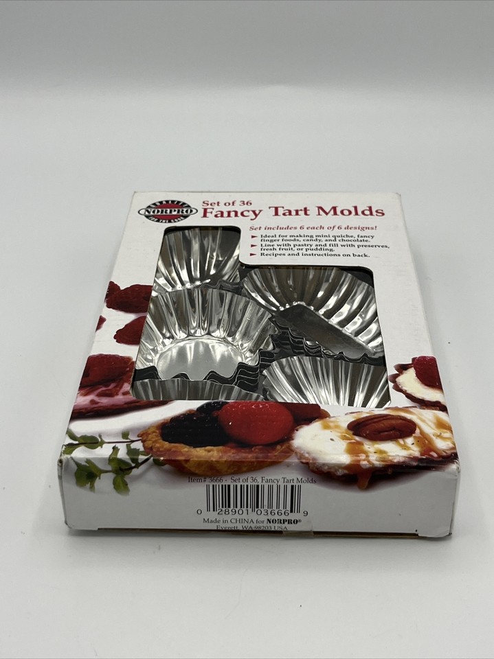 Norpro Fancy Metal Tart Molds 6 Shapes for Quiche Fruit Candies Set of ...