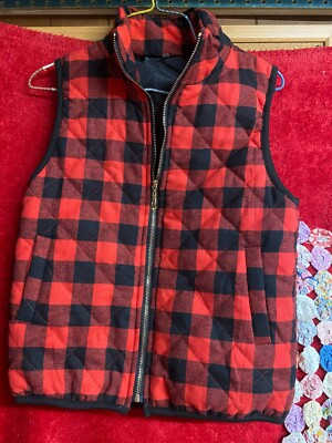 Ladies Red & Black Checker Vest Size Small Light Weight Vest | eBay
