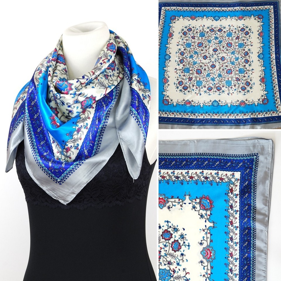 Ladies Fashion Silken Satin Square Scarf - Large 35 x 35 | eBay
