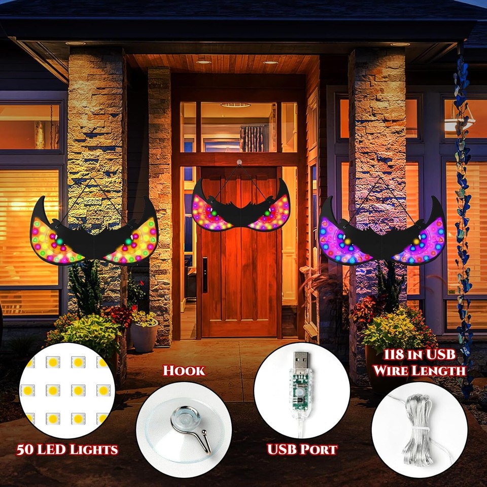 Halloween Decorations Flashing Spooky Eyes Lights, Hanging Eyes Window ...