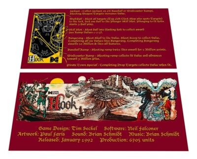 Data East Hook Pinball Custom Apron Instruction Cards | eBay Australia
