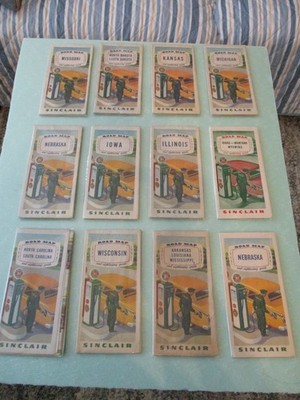 Lot of 12 Vintage Sinclair Gasoline Road Maps ~ 1951 | eBay