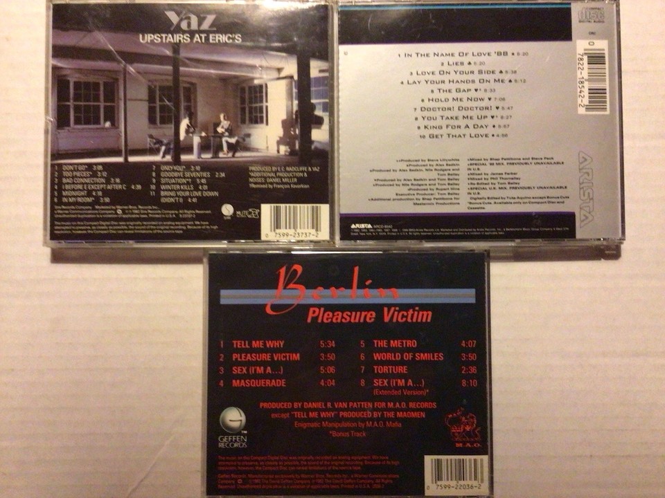 THOMPSON TWINS / YAZ / BERLIN 3 CD LOT - THREE CLASSIC ALBUMS OF THE 80 ...
