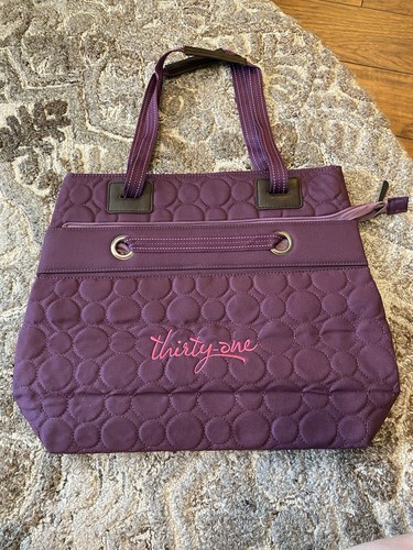 New Thirty-One Vary You Versatile Bag/Purse Purple Circle Quilted Large ...