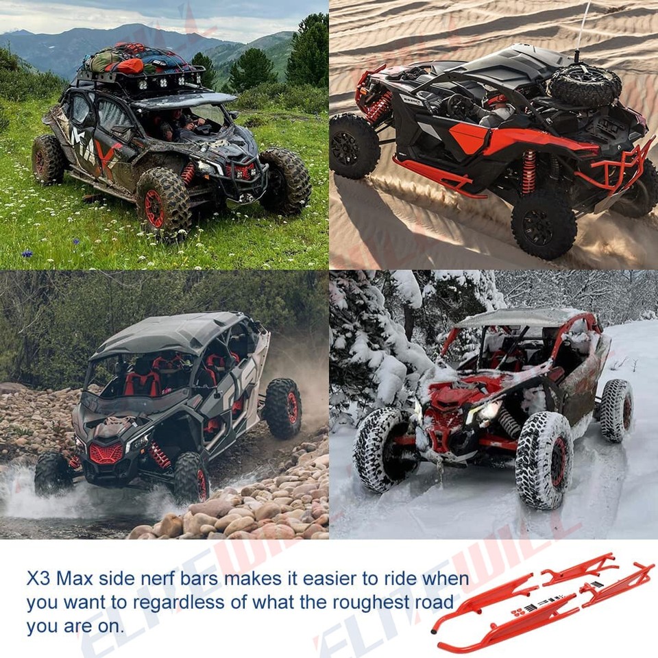 Nerf Bars Rock Sliders for 2017-2025 4 Seater Can-Am Maverick X3 Max ...