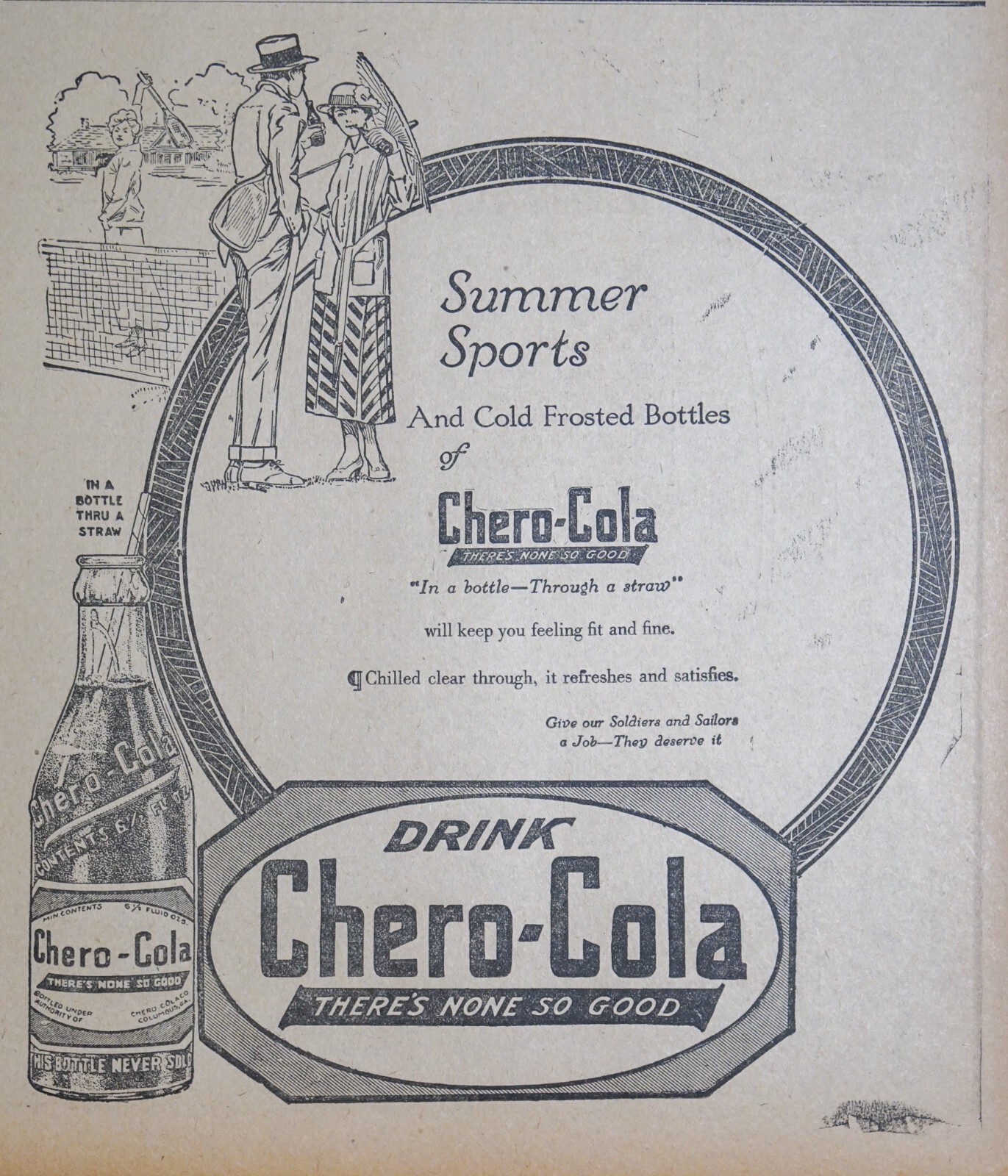 1919 Greensboro Newspaper Page - Chero-Cola Ad - Summer Sports | eBay