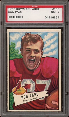 1952 Bowman Large Football #103 Don Paul PSA 7 *d2 | eBay