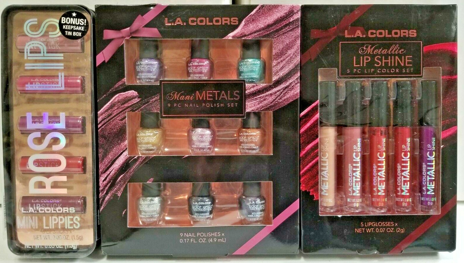 L.A. Colors Mini Lippies Rose Lips Metallic Lip Shine Mani Metals Lot ...