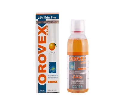 Orovex Orange Mouthwash contains thymol and antagonist Keeps teeth ...