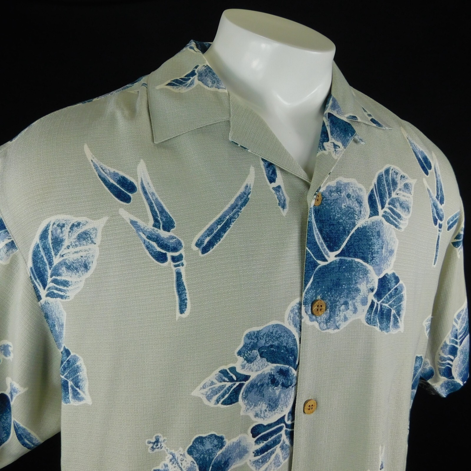 Tommy Bahama Men Green Floral Hawaiian Camp Aloha Shirt Silk Sz M | eBay
