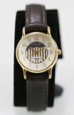LA Express Women Watch Gold Stainless St Black Leather Battery Moon ...