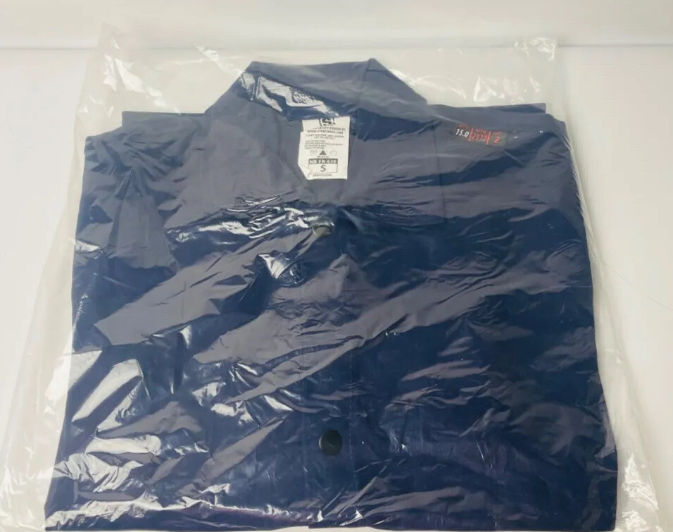 Stanco Welding Jacket/Shirt Sz Small Navy Blue 100% Cotton FR Snap ...
