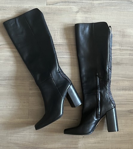 AD & Daughter tall black zip up Elleanora Block heel boots -7.5 New | eBay
