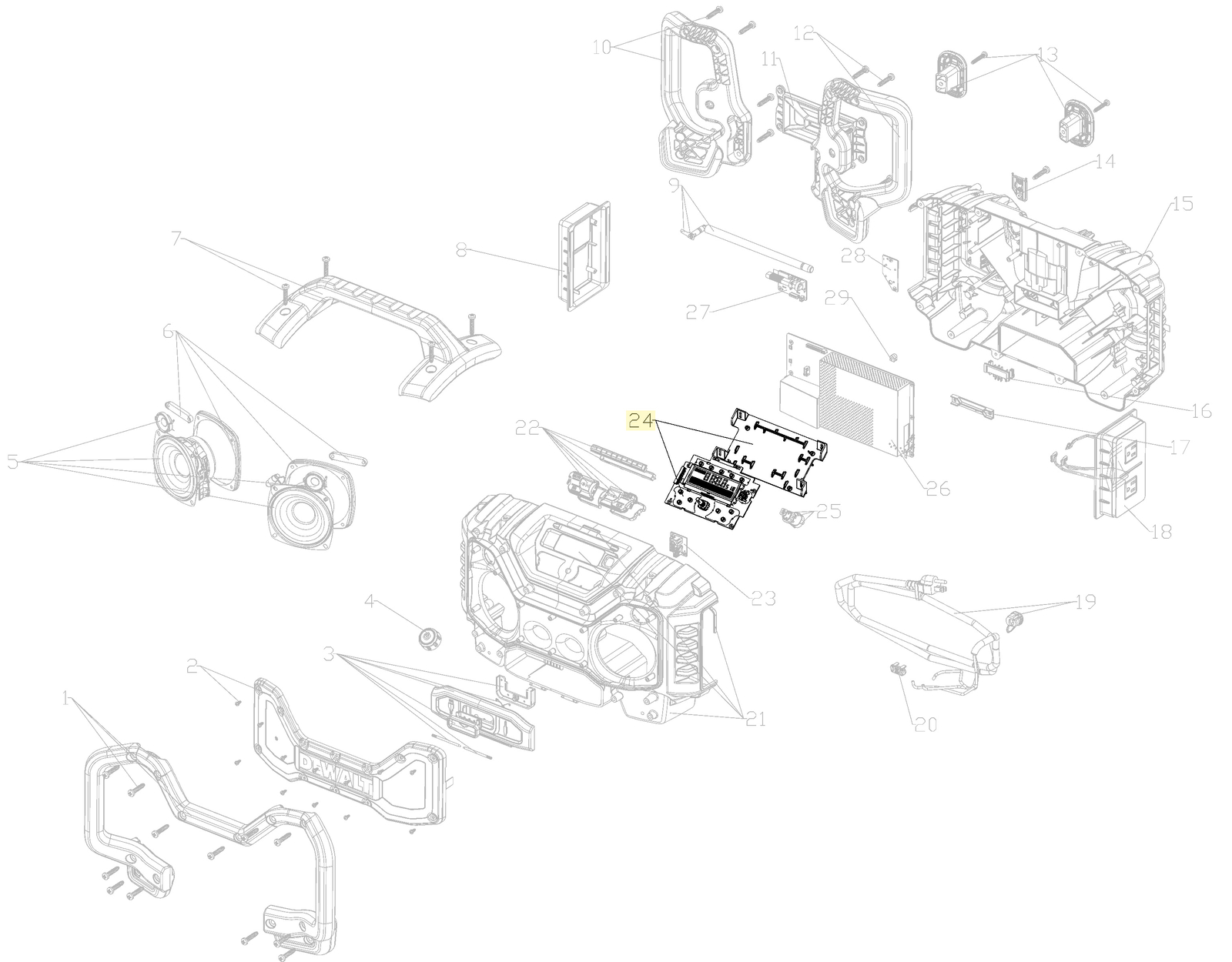 Dewalt OEM 5140193-66 Radio Pcb Assembly DCR025-CA DCR025 for sale ...
