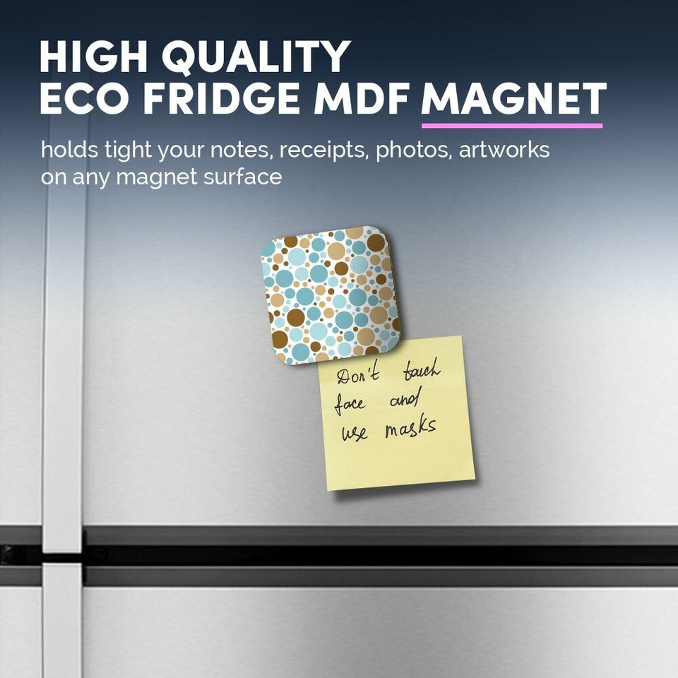 Square MDF Magnets - Blue Brown Bubble Dot Pattern Print #44354 | eBay UK