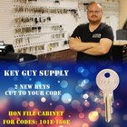 101E-150E key. Pair of 2 keys for HON File cabinet. With code stamp on ...