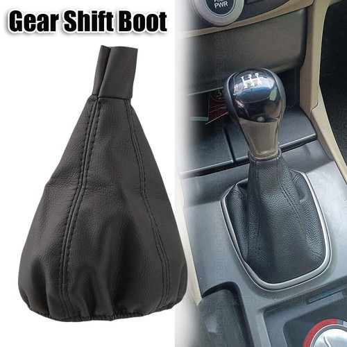 Black PU Leather Gear Shift Stick Gaiter Boot Dust Proof Cover Car ...