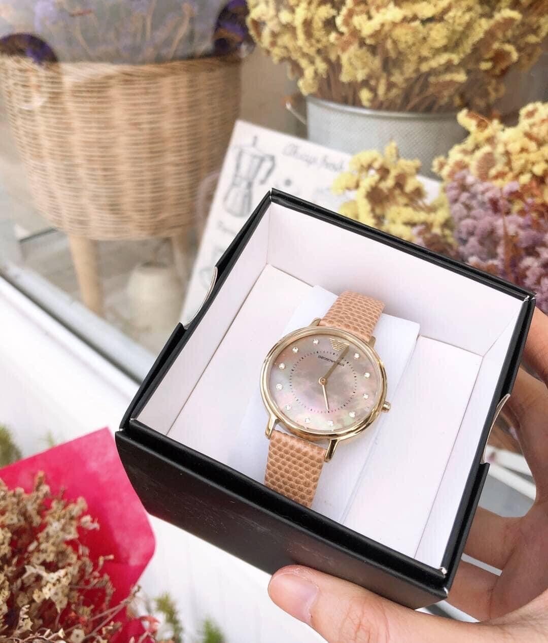 New Emporio Armani Quartz Mother of Pearl Dial Ladies Watch - AR11151 ...