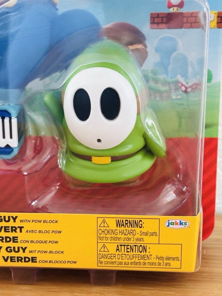 Super Mario Bros Green Shy Guy POW Block Jakks Pacific 4” Action Figure ...