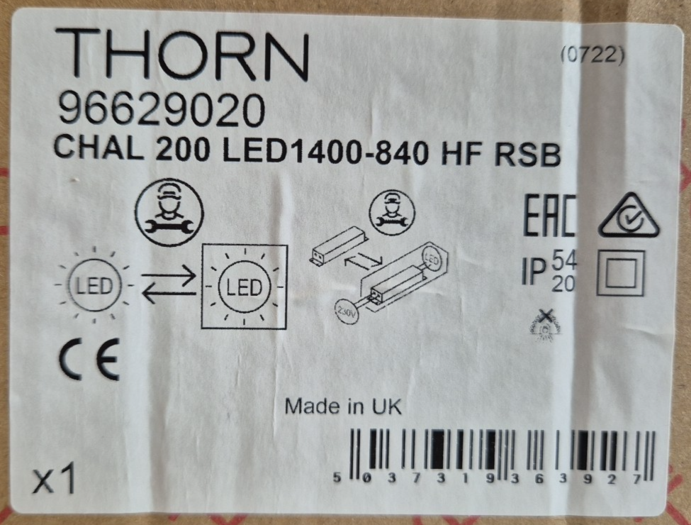 Thorn 96629020 Chalice 200 LED 1400-840 Downlight Recessed IP54 4K ...