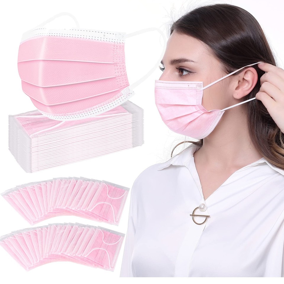 500 x Disposable 3 Ply Face Masks Dental Non Medical Surgical Mask Flu ...