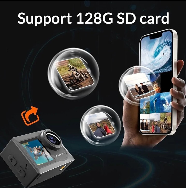 icefox Action Camera 4K 60FPS 20MP Underwater Camera, EIS, 40M Ultra HD ...