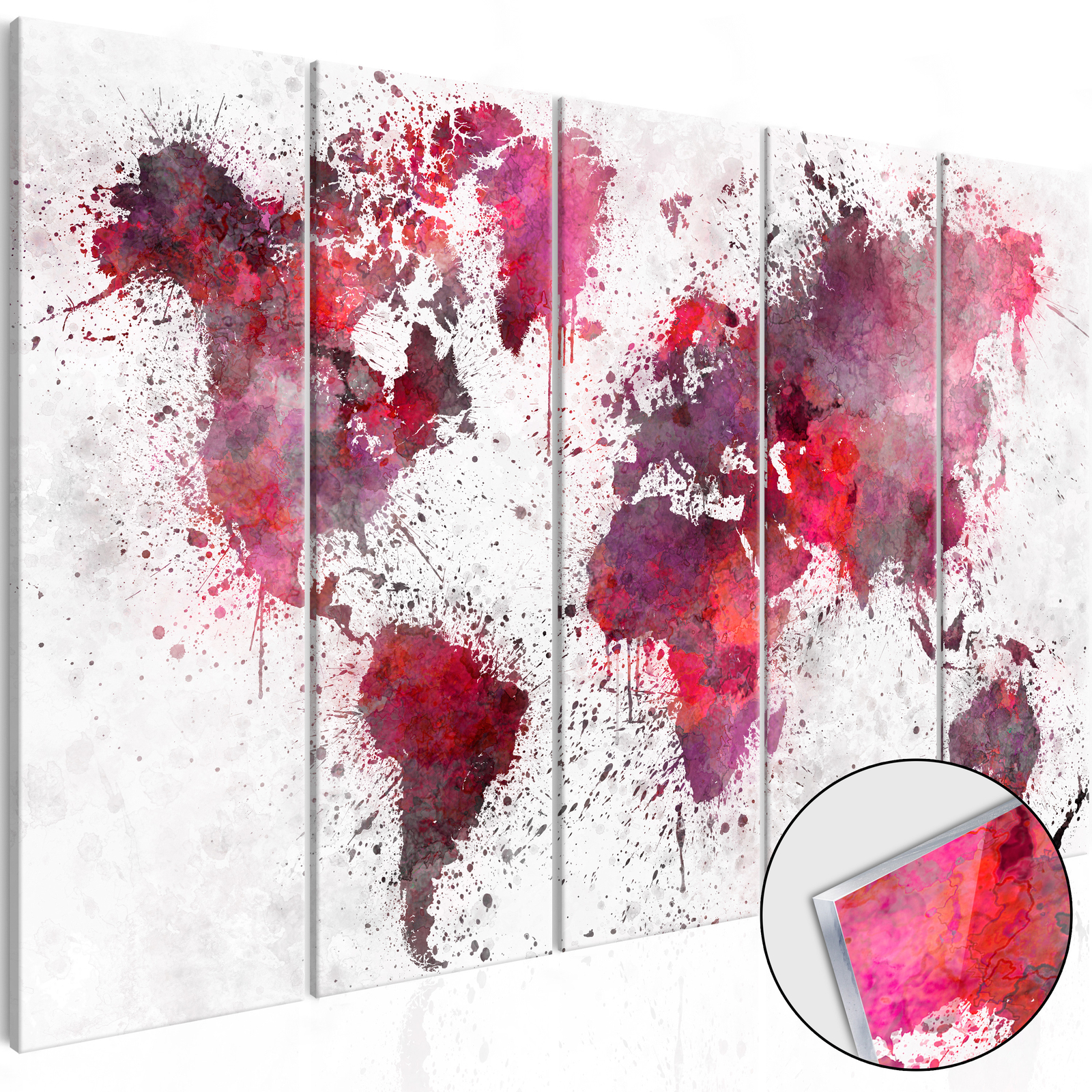 WORLD MAP Acrylic Glass Print Image 5 pcs Wall Art Picture Photo k-B ...