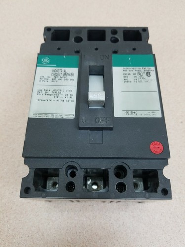 General Electric GE TED134050 Industrial 3P 50A Circuit Breaker 480VAC ...