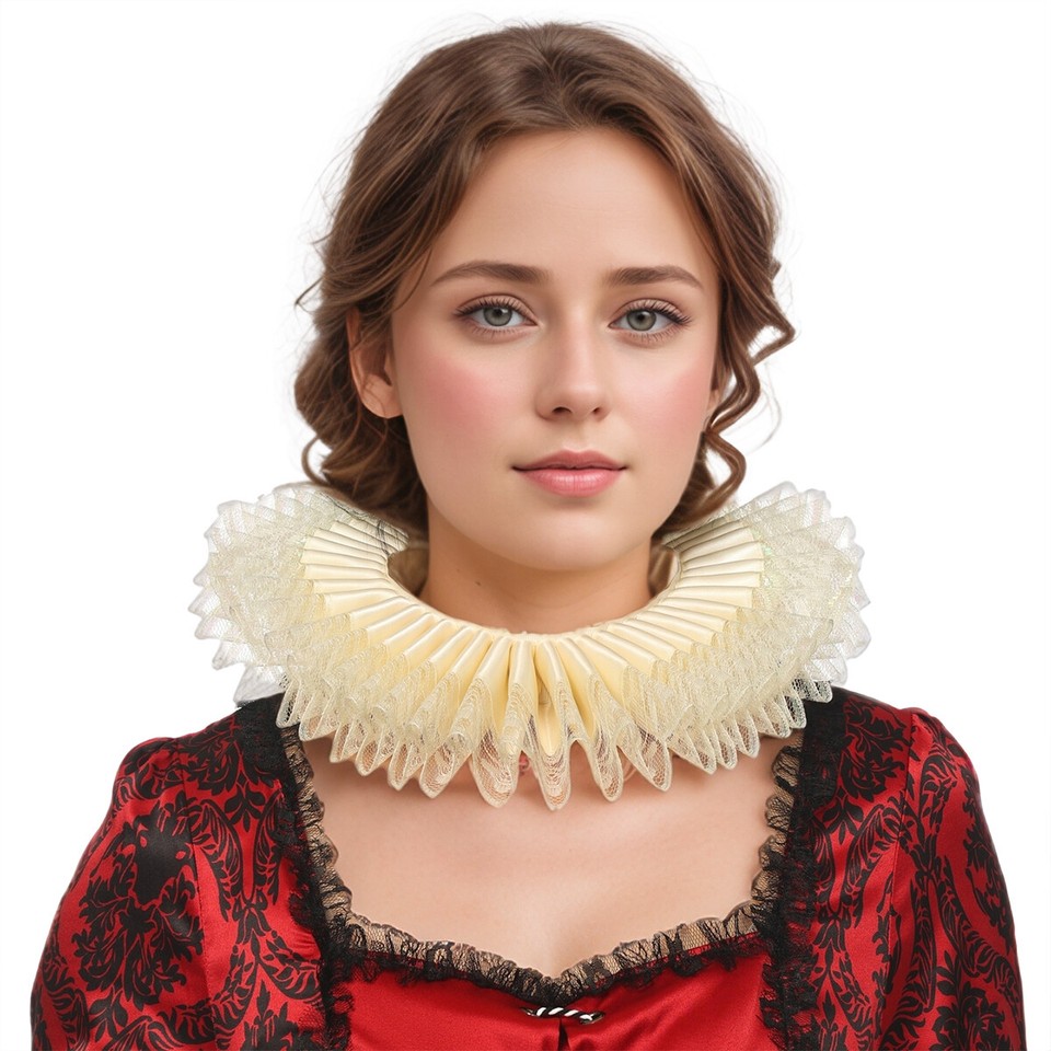 Elizabethan Ruff Collar Victorian Glitter Ruff Collar Renaissance Neck ...