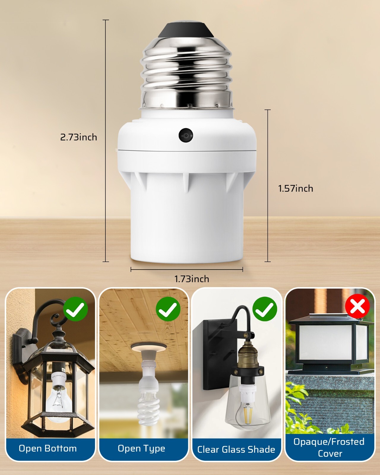 DEWENWILS 4 Pack Light Sensor Socket, Automatic Dusk to Dawn Light Bulb ...