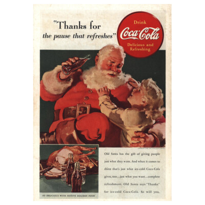 1938 Coca Cola: Santa Claus Thanks for the Pause Vintage Print Ad | eBay